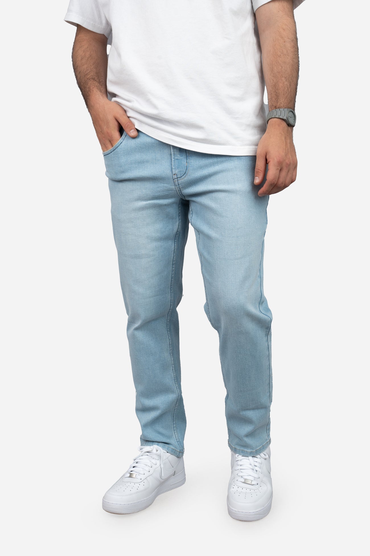 Straight Fit Stretch Jeans | Light Wash | Under 5'10