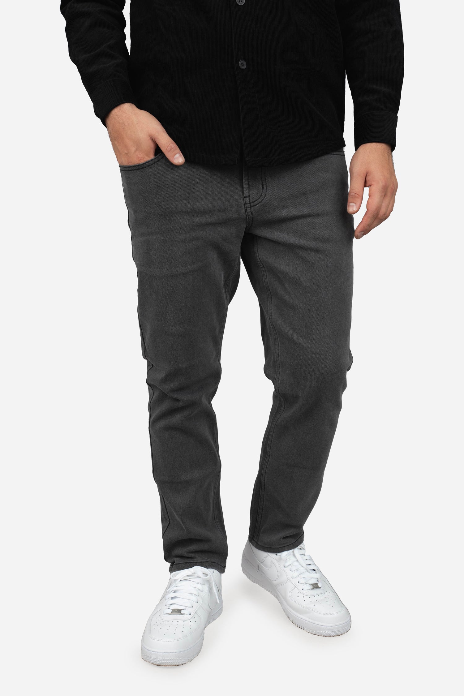 Straight Fit Stretch Jeans | Gray | Under 5'10