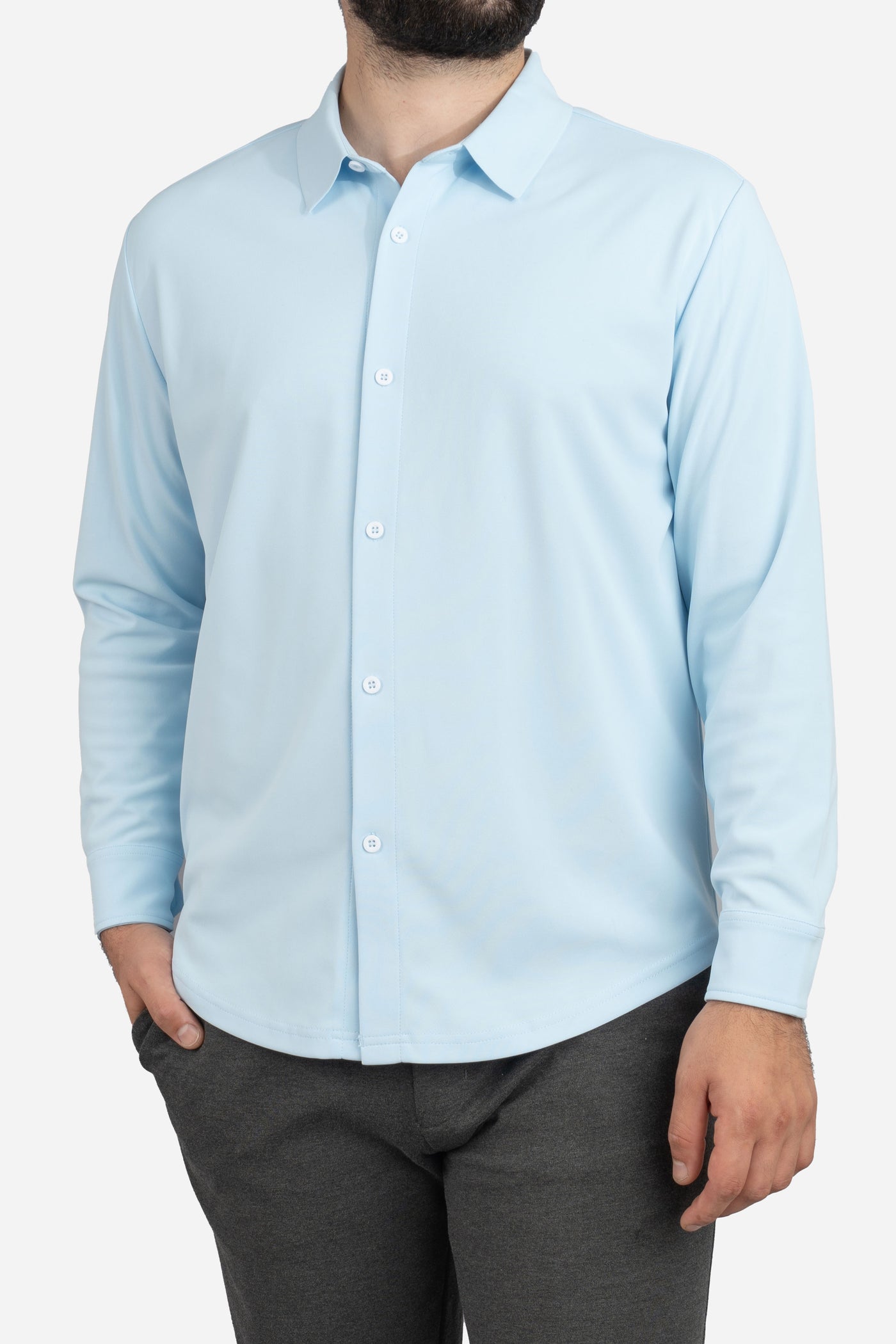 Tech Button Down Shirt Light Blue - Shorter Guy Button Down Shirts