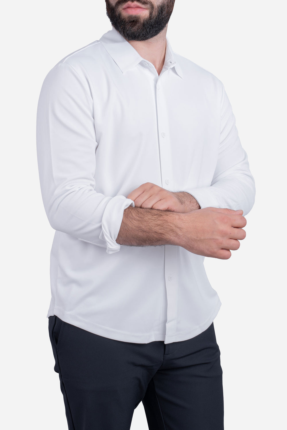 Tech Button Down Shirt White - Shorter Guy Button Down Shirts